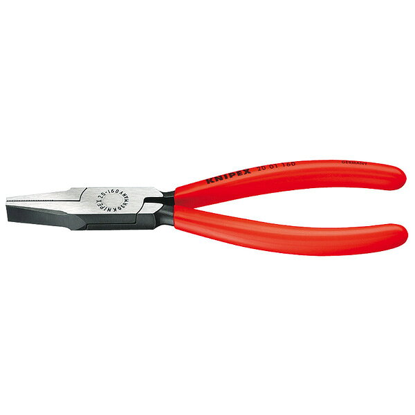 KNIPEX・クニペックス フラットノーズプライヤー 2001-160プライヤーのスペシャリスト！平坦で、短い、幅広のアゴ掴み面に歯形が付けられています。特殊工具鋼、鍛造品、油焼き入れ仕様L330,0mmT19,5mmW317,0mm長さ1...