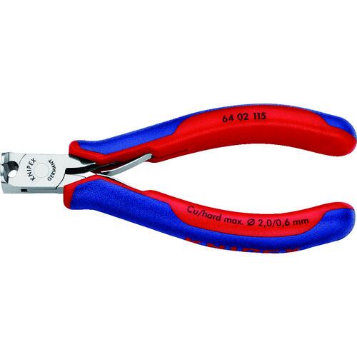 KNIPEX 6402-115 エレクトロニクスエンドカッティングニッパー■ 特長エレクトロニクスや精密機械などの細かい切断作業に適した精密ニッパです。繊細な油膜により効果的にサビ止めします。クロムが剥がれることによって回路の故障を引き起こ...