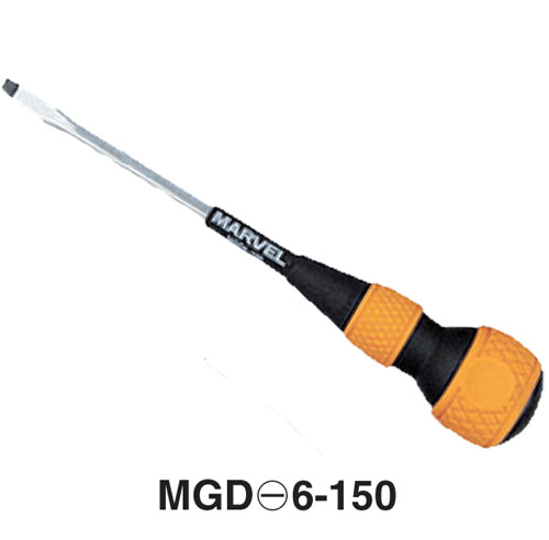 電工グリップドライバーMGD-6-150 全長 250mm 軸長 150mm 適応サイズ −6 特徴 マグネット入り、クロームバナジウム鋼、軸総焼入れ