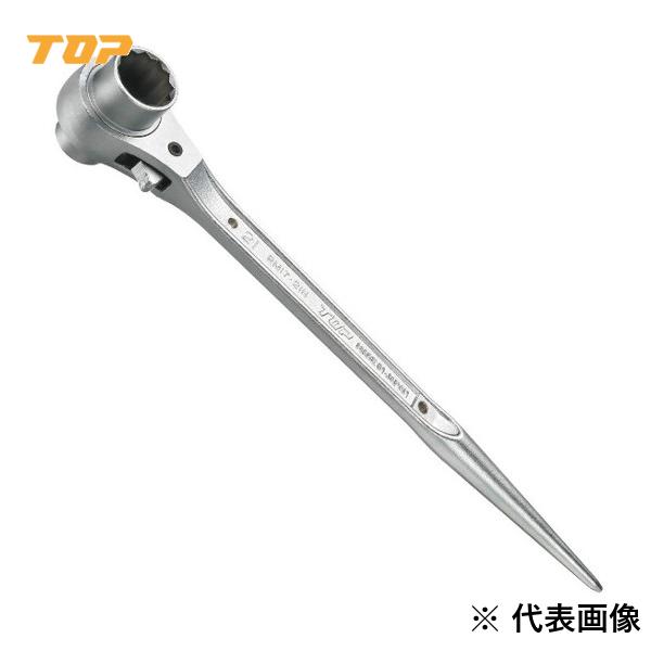 TOP・トップ工業 両口ラチェットレンチ メッキ仕様 RM-19×24N-ST●安全性 高ボルト・ナットを貫通させない設計で安定した作業が行え、高所作業での安全を守ります●強度　 大一番荷重がかかる小さな部品まで強くすることで過酷な作業にも...