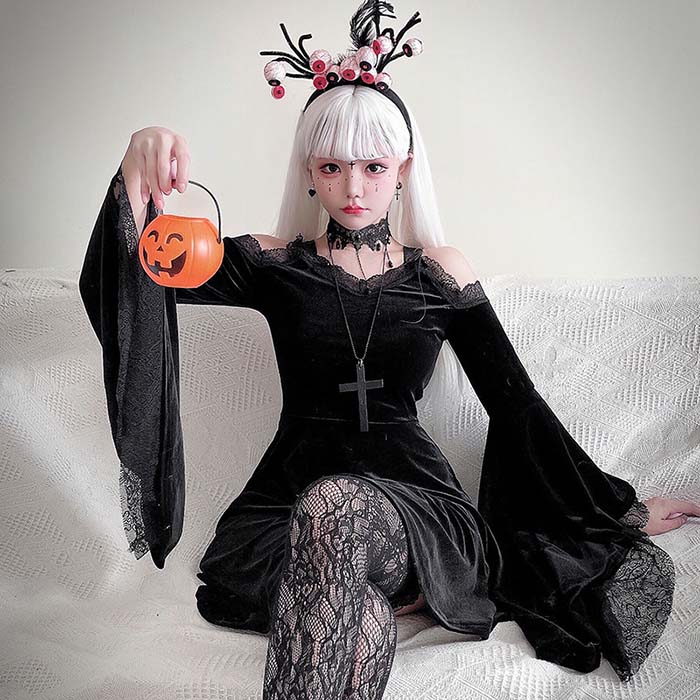 商品 ハロウィン コスプレ衣装 内容 ワンピースのみ 素材 ポリエステル サイズ S バスト72-86cm　ウエスト64-70cm　着丈69cm M バスト76-90cm　ウエスト68-74cm　着丈71cm L バスト80-94cm　ウエ...