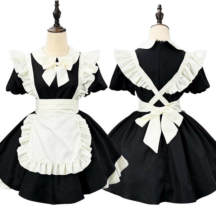 商品 メイド服 内容 ワンピース1点+エプロン1点+髪飾り1点 素材 ポリエステル サイズ S M L XL XXL XXXL 4XL 5XL ご了承いただきたいこと： ・採寸サイズなので若干の誤差がある場合がございます。 ・お使いのモニタ...