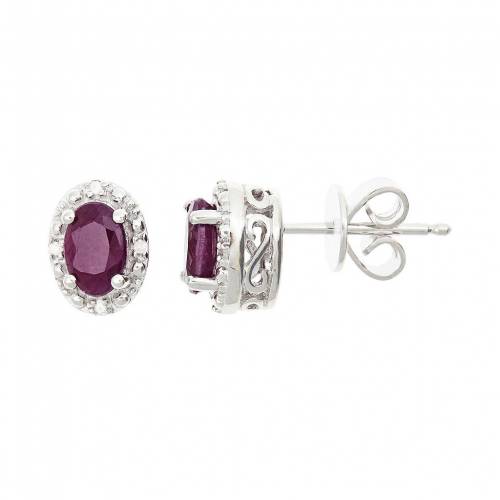 ブランド名Celebration Gems性別womens (adult)商品名Sterling Silver Ruby &amp; Diamond Accent Oval Halo Stud EarringsカラーSterling