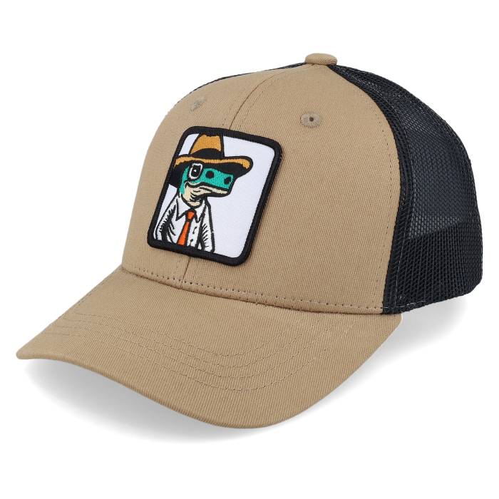 ブランド名Kiddo Cap性別Kids(ジュニア キッズ)商品名Kids Lizard With Hat Patch Caramel/Black Truckerカラー・Beige