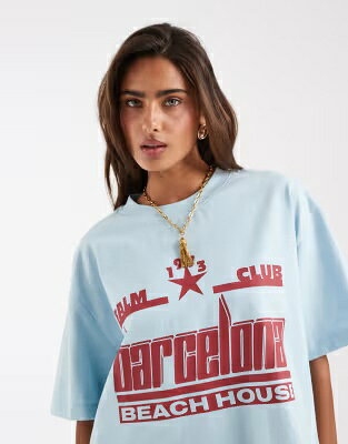ブランド名ASOS DESIGN性別Women(レディース)商品名ASOS DESIGN boxy crop T-shirt with Barcelona graphic in baby blueカラーBLUE