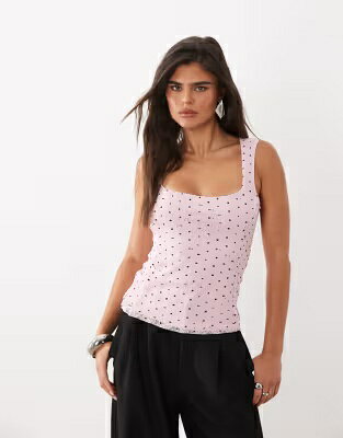 ブランド名ASOS DESIGN性別Women(レディース)商品名ASOS DESIGN soft square textured lace tank top in pink spotカラーPINK/FLOCKED/LACE