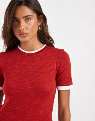 ブランド名ASOS DESIGN性別Women(レディース)商品名ASOS DESIGN slubby shrunken tee with mock double layer in redカラーRED