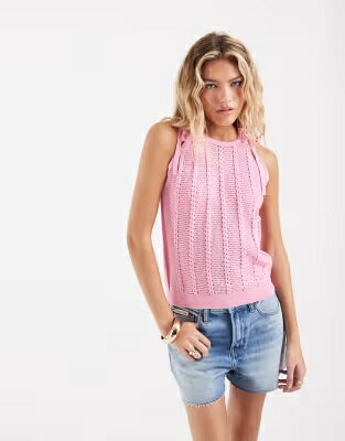 ブランド名Vero Moda性別Women(レディース)商品名Vero Moda tie shoulder racer crochet knit tank top in pinkカラーPink/Cosmos