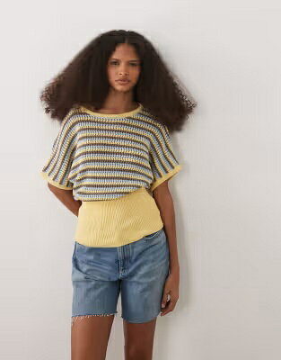 ブランド名ASOS DESIGN性別Women(レディース)商品名ASOS DESIGN knit cotton blend cinch hem top in striped printカラーBlue/stripe