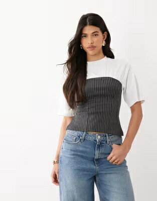 ブランド名ASOS DESIGN性別Women(レディース)商品名ASOS DESIGN short sleeve top with pinstriped contrast in gray and whiteカラーGray