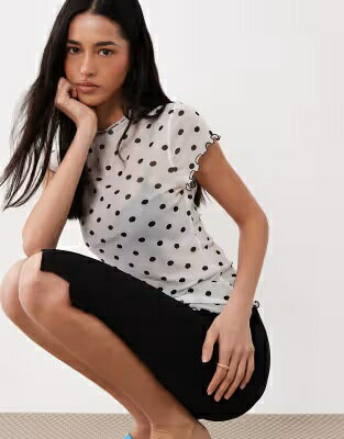 ブランド名ASOS DESIGN性別Women(レディース)商品名ASOS DESIGN semi sheer printed grown on neck baby tee in polka dot printカラーPolka/dot