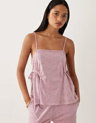 ブランド名ASOS DESIGN性別Women(レディース)商品名ASOS DESIGN tie side pleat detail broderie tank top in washed lilac - part of a setカラーW...
