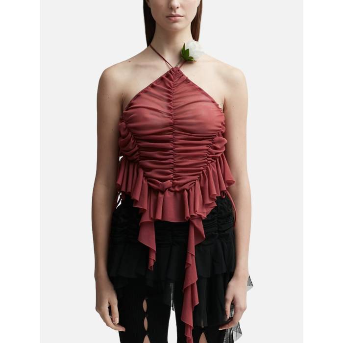 ブランド名Ester Manas性別Women(レディース)商品名Flower Ruched Tank Topカラー・Brown