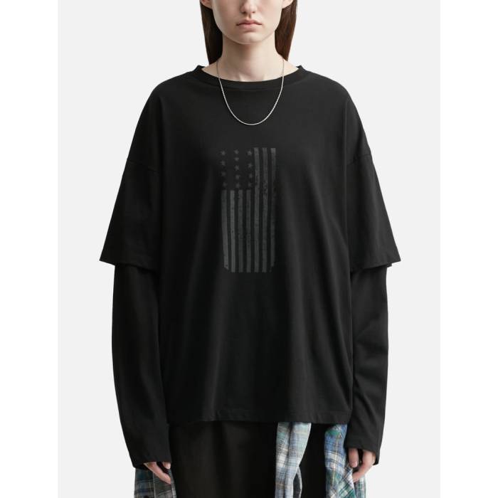 ブランド名Polyteru性別Unisex(ユニセックス)商品名Graphic Double Layer Tee (American Flag)カラー・Black