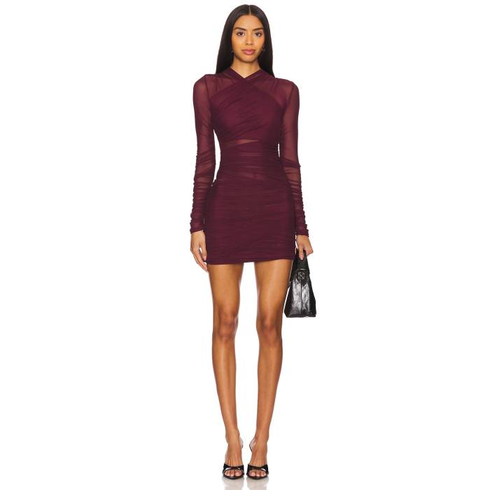 ブランド名Ser.o.ya性別Women(レディース)商品名Moxey Ruched Mesh Mini Dressカラー・Merlot