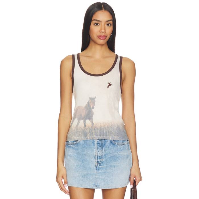 ブランド名The Laundry Room性別Women(レディース)商品名Ranch Life Smu Rib Tank Topカラー・White &Amp; Brown