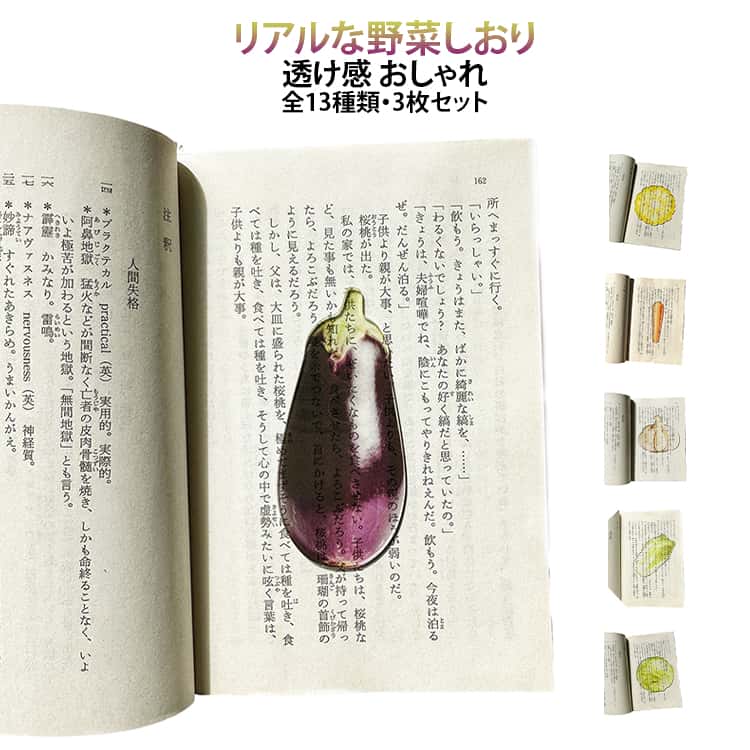 全13種類 リアルな野菜しおりちょっとユニークで、すごくかわいい。野菜モチーフで、思わず集めたくなるブックマーク。透明アクリル素材だから、光を通して写真映えも抜群。読書時間や記録、推し活にもぴったりなアイテム。 サイズ 3枚セット サイズに...