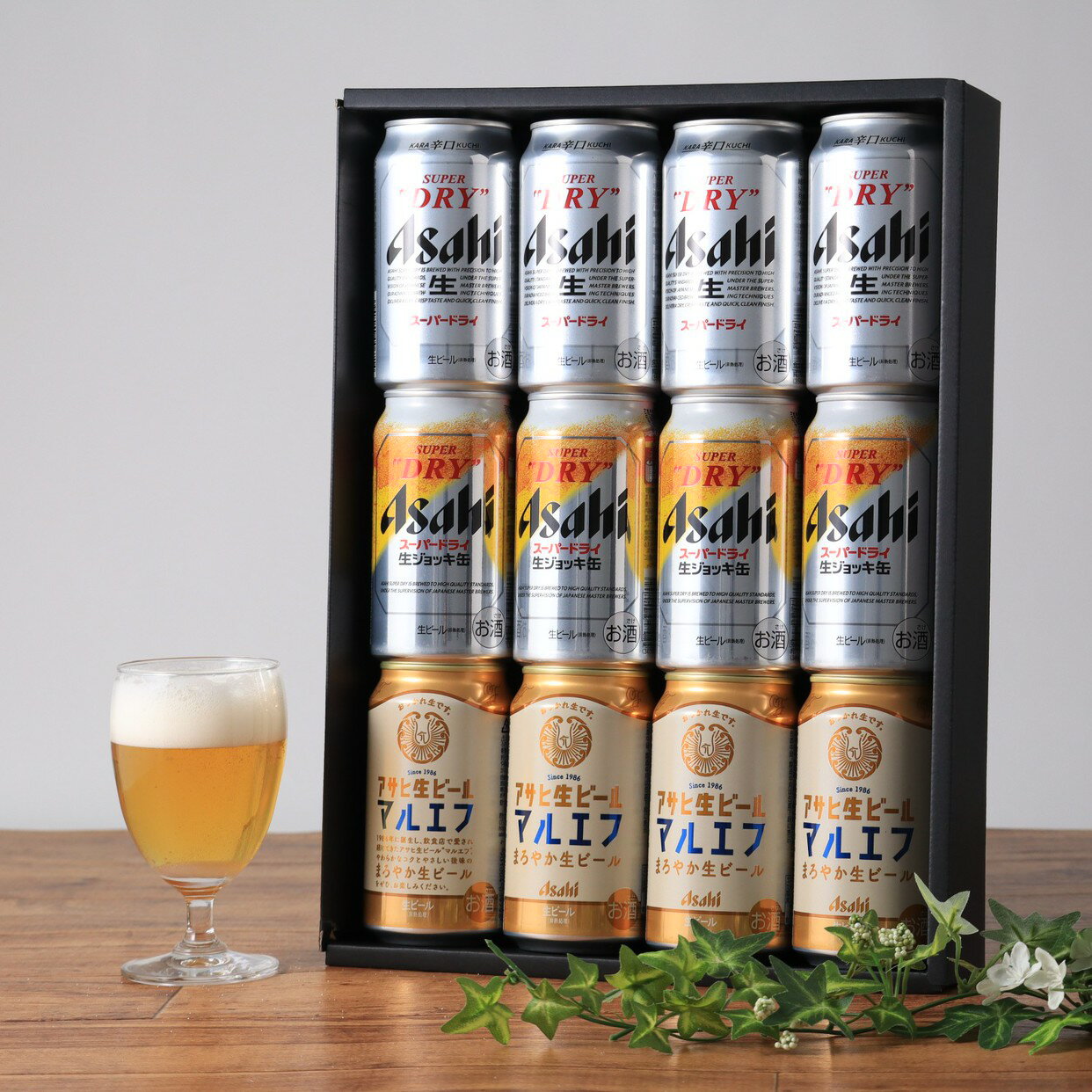アサヒビールから販売されている商品から定番の3銘柄をピックアップ。 言わずとしれたスーパードライと飲食店で愛されてきたマルエフ。 ビール好きには馴染みの深い銘柄を集めました。 アサヒビールファンの方にはもちろん、ビール好きの方にも喜んでいた...