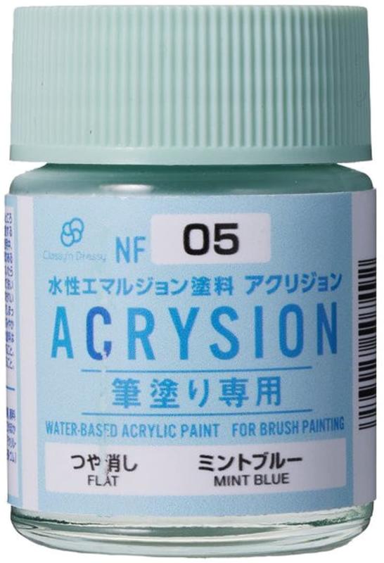 Classy'n Dressy アクリジョン筆塗り専用 ミントブルー NF05容量：18ml従来の模型用アクリジョンよりも塗料粘度を高くすることで、筆塗りの際の色ノリや操作性が向上しました仕上がりはつや消しタイプで、完全に乾燥すると積み木の...