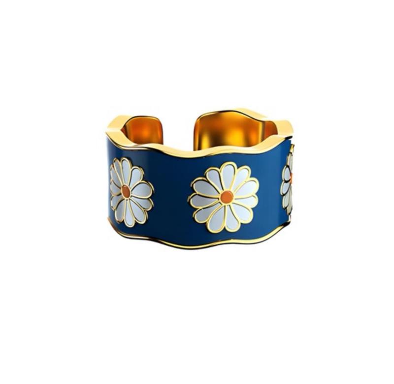 [Iris Apricot] フラワーリング K18 18金コーティング シルバー925 レディース メンズ 指輪 人気 シルバーリング ゴールド プラチナ フリーサイズ 金属アレルギー対応 本物ジュエリー