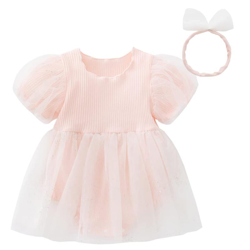 [] ベビー服 女の子 ワンピース ロンパース バンド レースドレス セレモニー服 綿100% 夏服 新生児服 出産お祝い 59 66 73 80