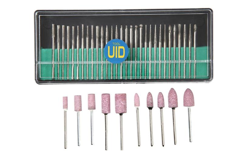 UID 2.35mm軸 40PCS セット ミニルーター/ルーター/リューター/ペンルーター用 ダイヤモンドビット &amp; 軸付砥石 プロクソン(PROON) 標準マンドレルサイズ2.35mm軸径対応 .817用途ダイヤモンドビット: ...
