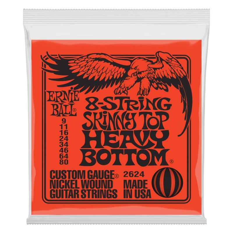 正規品 ERNIE BALL 2624 エレキ弦 8弦 (09-80) 8-STRING SKIY TOP EAVY BOTTOM SLINKY スキニー・ヘビーボトム・スリンキーゲージ: .009,.011,.016,.024,.034,...