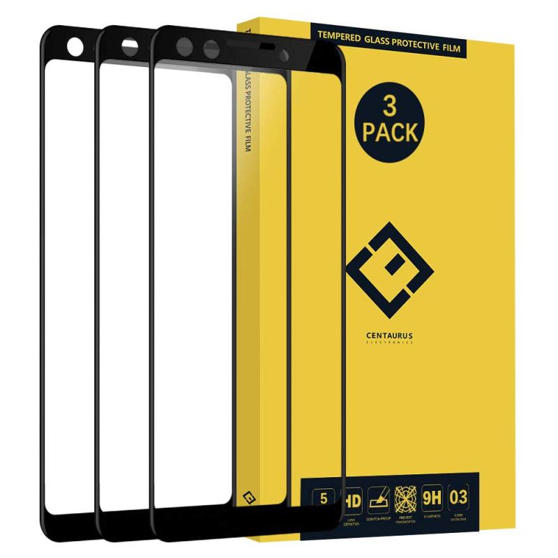 CENTAURUS Google Pixel 3 強化ガラスフィルム, 3枚セット ラウンドエッジ加工 指紋防止 耐衝撃 防爆裂 99%高透過率 気泡防止 硬度9 極薄型 存在感ゼロ 画面鮮やか高精細 全画面ガラス保護 液晶優れたデザイン：...