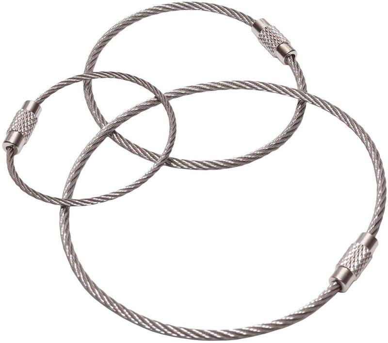 10個セットワイヤーキーリング キーチェーン キーホルダー ステンレス ロックワイヤー アクセサリー ネジ式 2mm 1.5mm PR-WIRERING丈夫で錆びにくいステンレス製で、アウトドア等にも使用できるワイヤーキーリングキーホルダー...