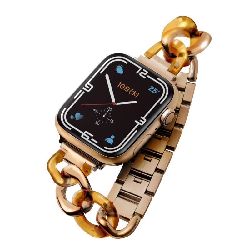 エレコム Apple Watch Series 7 [45mm]、SE、6、5、4 [44mm]、3、2、1 [42mm] バンド ステンレス チェーンタイプ クリアパーツ ゴールド AW-45BDGD対応機種:Apple Watch Se...