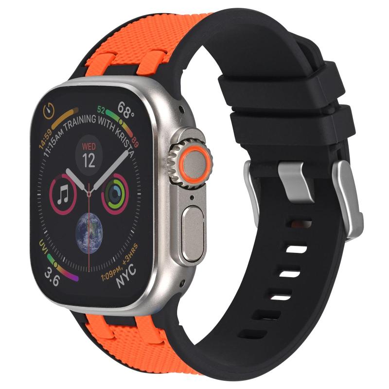 [MABEKS] コンパチブル アップルウォッチ バンド バイカラーのシリコン時計ベルト 42mm 44mm 45mm 49mm スポーツバンド 防水性と耐汗性 柔らかい 肌にやさしい 耐摩耗性 交換ベルト Series Ultra 9 8...