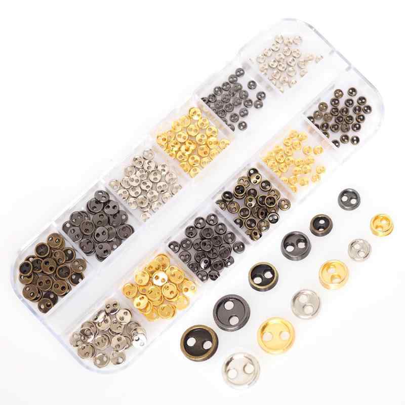 ミニチュア 極小メタル ボタン 金属製ミニボタン2つ穴 3mm 4mm 5mm 手縫い人形服の飾りボタン DIY補助材料 縫製材料 (4色混合, 3mm＆4mm＆5mm)金属ボタンの素材：金属製の非常に小さなボタン。ボタンのサイズ：直径約3...