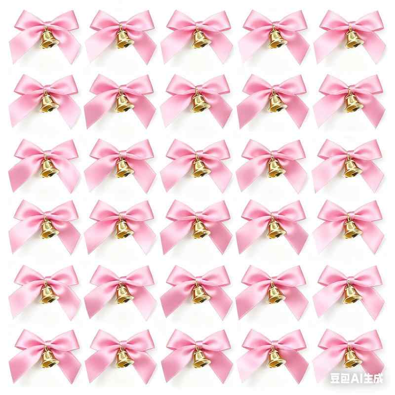 50枚セット リボン 蝶結び, かわいい 蝶結び ベル付き 装飾 バレンタイン 花束リボン アクセサリー 手芸 工芸品 DIY手作り オーナメント ギフト飾り