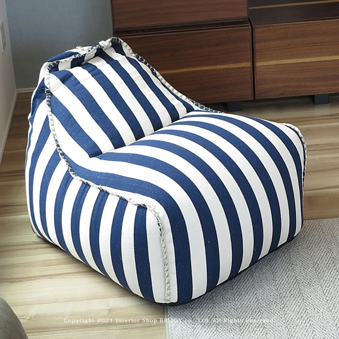 関家具 ブッバ 1人掛けソファ ビーズソファ（ビーズクッション） ストライプ 身体を優しく支えてくれる1人掛けのビーズソファ（ビーズクッション）。 毎日が楽しくなるような、丸くてかわいらしいふっくらしたデザイン。 リビングのフロアクッション...