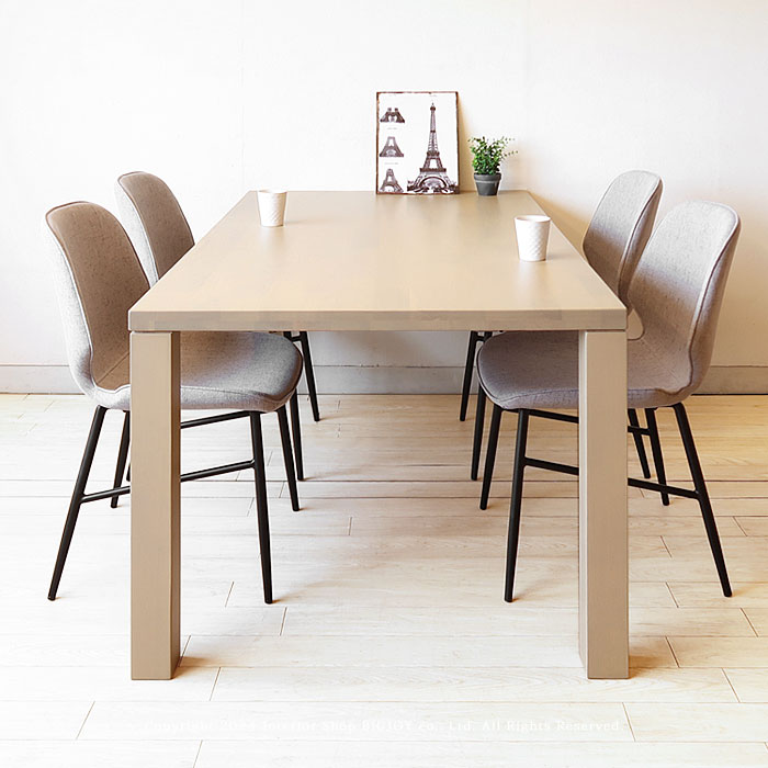 温かみのあるグレージュ色のダイニングテーブル アッシュ集成材を贅沢に使用した、木の質感を活かしたダイニングテーブル（食卓テーブル）。 アッシュ材を温かみのあるグレージュ色で仕上げており、カフェテイストな雰囲気にもぴったりのテーブルです。 複...