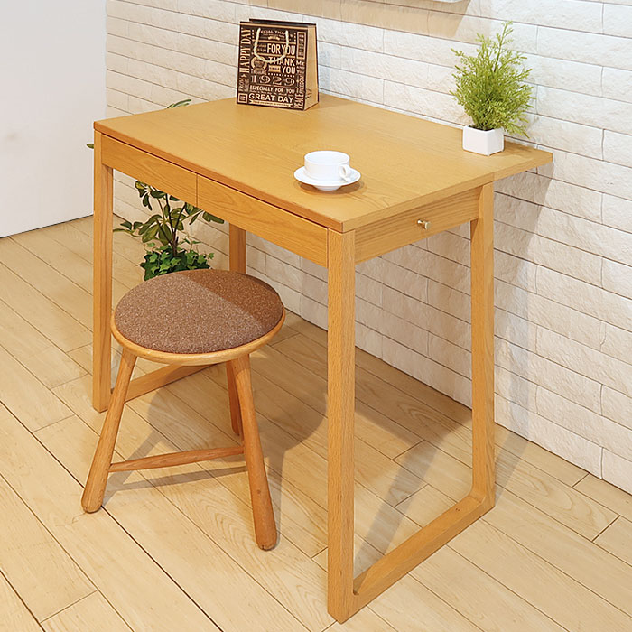 IKASAS TOKI デスク 80cm +エクステンション天板L オーク オーク材を使用した引き出し付きの木製デスク（幅80cm）。 引き出し前板はオーク突板を使用した共木仕様で木目が途切れない美しい仕上がりに（2杯に分かれているように見...