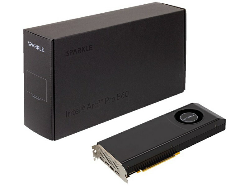 ■仕　様 ○搭載チップ：Intel Arc Pro B60 ○メモリ：GDDR6 24GB ○クロック周波数：2400MHz ○メモリバス：192bit ○バスインターフェイス：PCI Express 5.0 ○解像度：8K (7680x4...