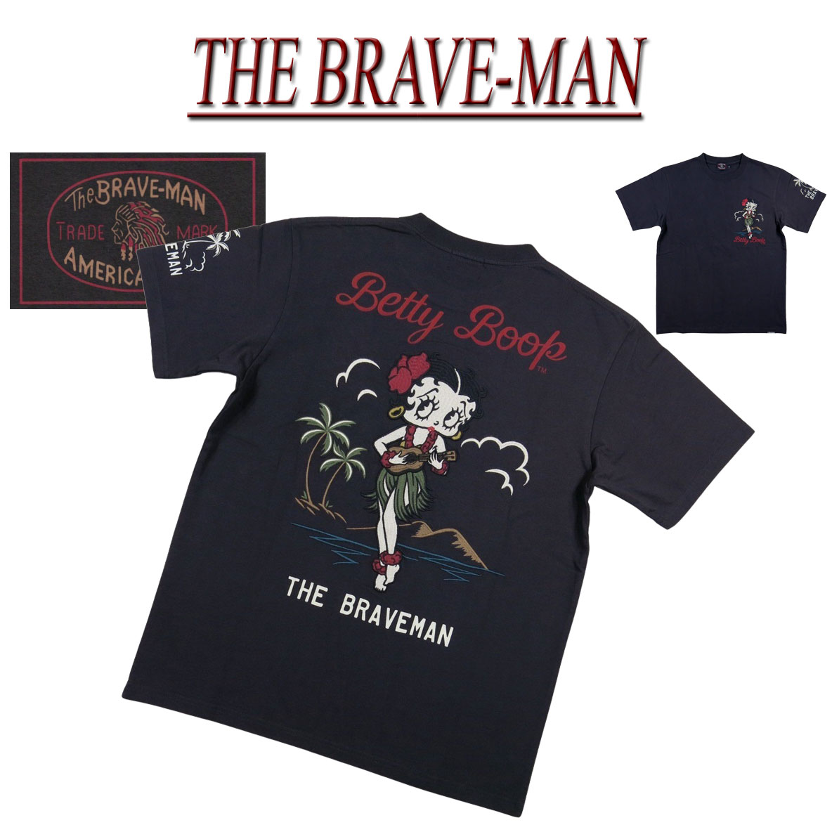 新品未使用 【THE BRAVE-MAN × BETTY BOOP】ザ・ブレイブマン × ベティ・ブープ コラボ 刺繍 半袖 Tシャツ BBB-2415 素材表示 綿 100% コメント 新品未使用 【THE BRAVE-MAN× BETT...