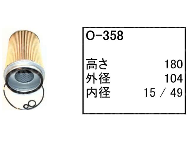 エレメント品番 O-358 適合メーカー/機械 イワフジ工業 適合機種号機(シリアル)エンジン型式 CT35CBL-- 注意事項 ■ エレメントは号機・エンジン型式によって適合や使用個数などが異なります。ご注文前に機種、号機、エンジン型式、...