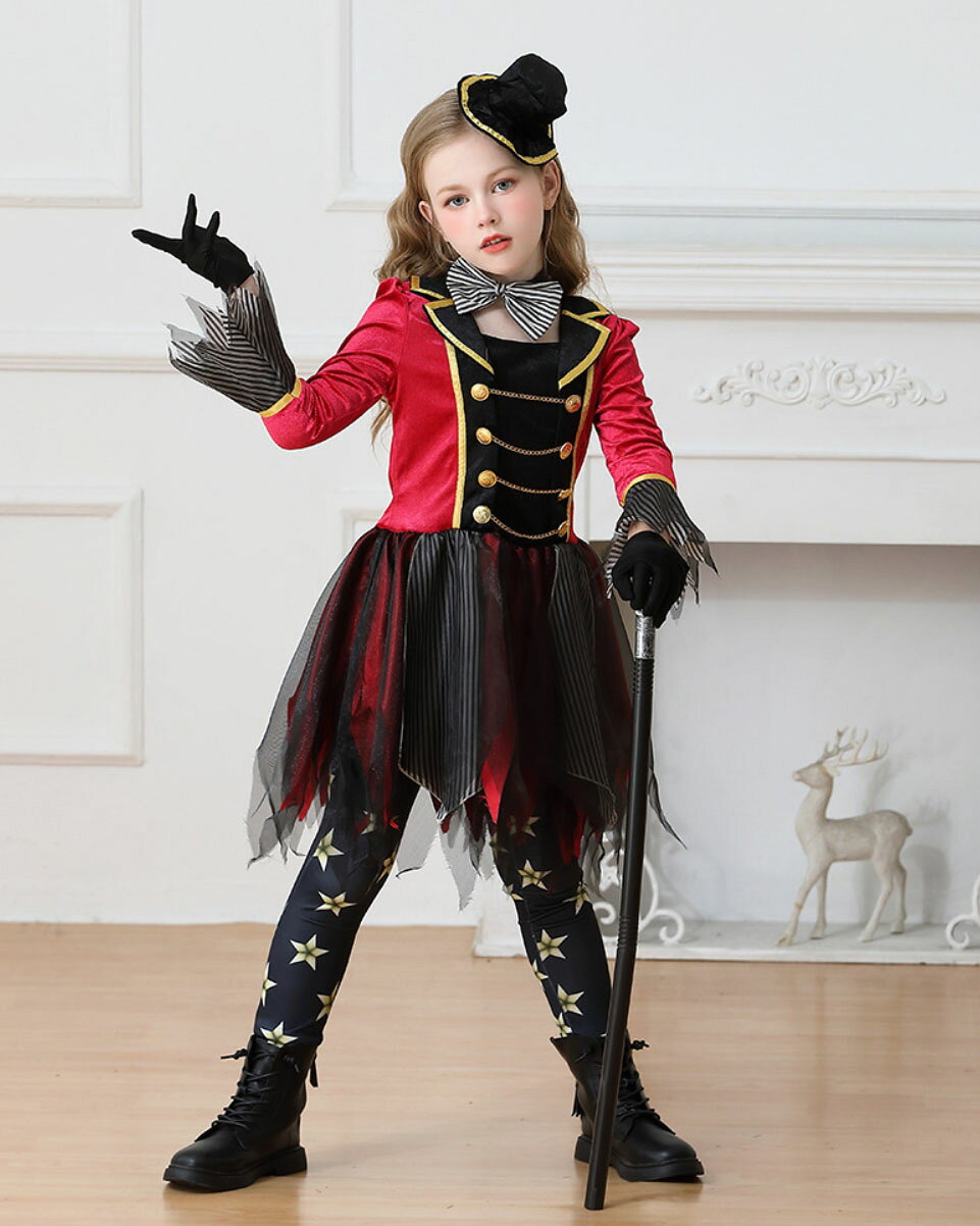 商品詳細 子供 ハロウィン コスプレ衣装 女の子 マジック マジシャン 手品師 燕尾服 タキシード 内容 コート＋パンツ＋髪飾り＋手袋＋首飾り サイズ（cm） 120：バスト74　着丈75　ウエスト60　身長110-120　体重18-22K...