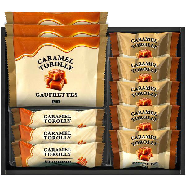 ●商品名/Caramel Torolly キャラメルスイーツ 詰め合わせ ギフトセット KR15●商品内容/ゴーフレット×3、スクエアパイ×5、スティックパイ×3●箱サイズ/約18×24×3.5cm●重量/約170g●生産国/日本●賞味期限...
