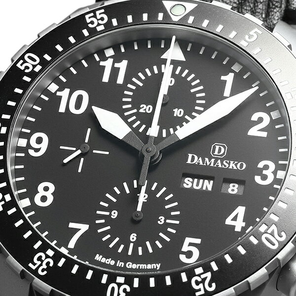 【楽天市場】ダマスコ パイロットクロノグラフ 腕時計 DAMASKO PILOT CHRONOGRAPHS DC66 L ブラック メンズ ...