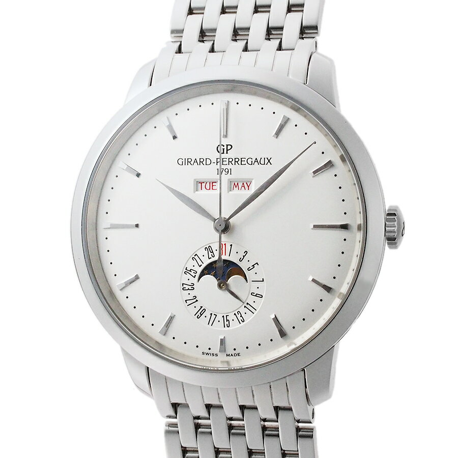 ブランドジラールペルゴ GIRARD PERREGAUX商品名1966 フルカレンダー型番49535-11-131-BB60製造年—文字盤シルバー素材SSサイズケース：40mm (リューズ含まず)厚み：9mm腕周り：20.5cmベルト最大幅...