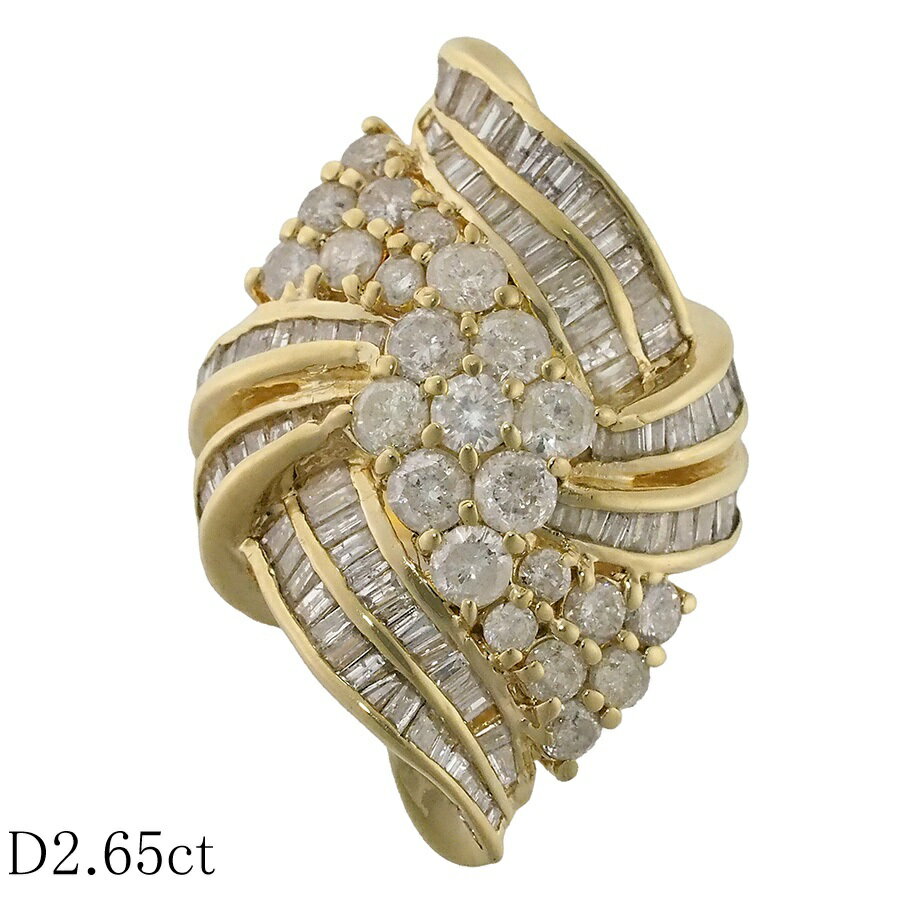 ブランドノーブランド 商品名 ダイヤモンド/2.65ct デザイン リング型番—サイズ約11.5号最大幅 30.0mmアーム背面 2.5mm重量 11.2g素材K18YG 刻印265 K18付属品当店オリジナルボックスランクSA状態／備考仕...