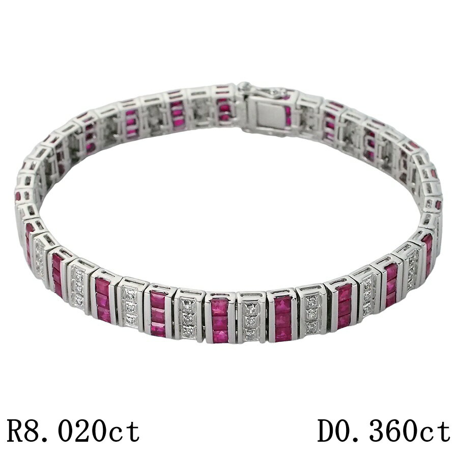 ブランドノーブランド 商品名 ルビー/8.020ct ダイヤモンド/0.360ct デザイン ブレスレット型番—サイズ全長 約19.5cm(金具含む)内周 約18.8cm幅 約7.3mm(金具含まず)重量 29.5g素材K14WG 刻印R8...