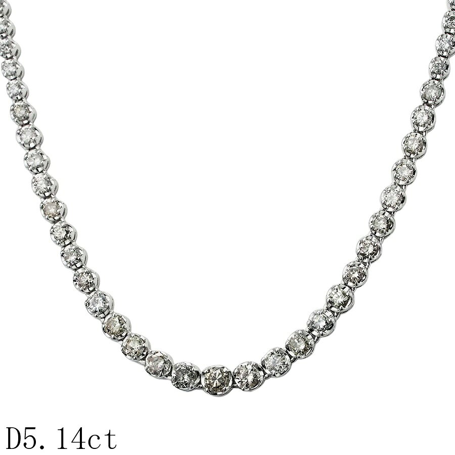 ブランドノーブランド 商品名 ダイヤモンド/5.14ct テニス ネックレス型番—サイズ全長 約42.1cm(金具含む)内周 約41.5cm幅 約 3.0-4.2mm重量 21.5g(チェーン含む)素材Pt850 刻印Pt850(刻印欠け)...