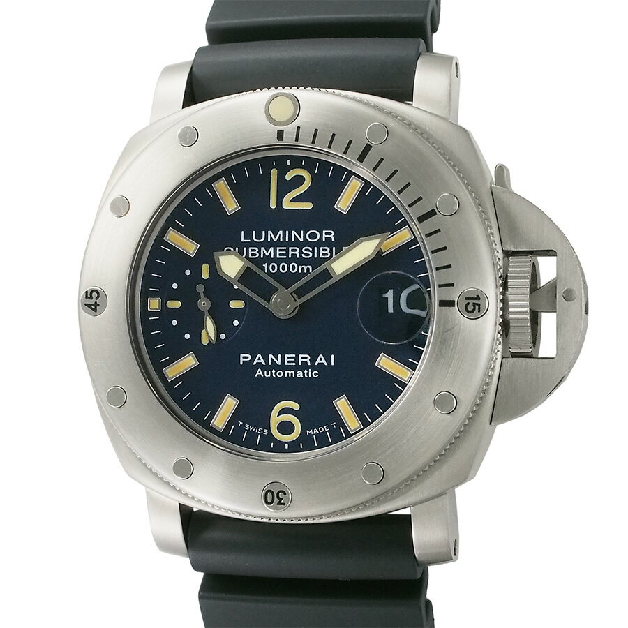 ブランドパネライ PANERAI商品名ルミノール サブマーシブル 1000m F番型番PAM00087 製造年2003年頃文字盤ネイビー素材SSサイズケース：縦44mm×横43mm (リューズ含まず)厚み：17mm腕周り：最小 約16.8c...