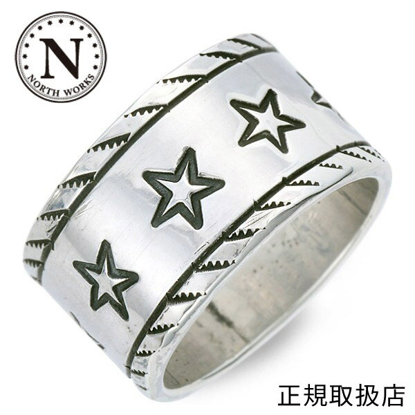 トラディッショナルなチゼルワーク（縁取りのライン）を施したポップなスターリングです。オールドとニューをミックスさせた雰囲気でカジュアルラインに挑戦しやすいシルバーリングです。 NORTH WORKS ノースワークス シルバーリング リング（...