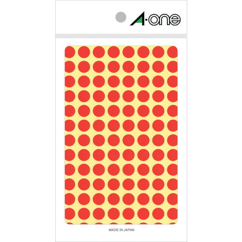 特長 ●豊富なカラーで識別に便利な丸型のラベルです。 用途 ●グラフや分布図の作成に ●在庫管理などの色分け表示に 仕様 ●色：赤 ●面付：8列×13段(104片) ●1パック内：1456片 ●シートサイズ：90×150mm ●ラベルサイズ...