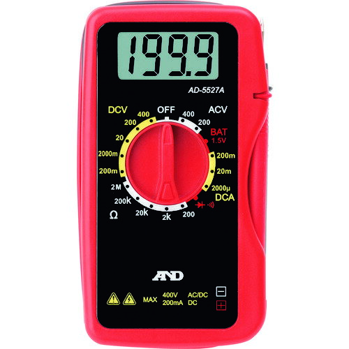 特長 ●便利で使いやすいデジタルマルチメーターです。 ●1999カウント表示です。 ●豊富な測定機能：直流/交流電圧、直流電流、抵抗測定、導通チェック、ダイオードチェック機能、乾電池チェック機能付きです。 仕様 ●直流電圧(V)：200m/...